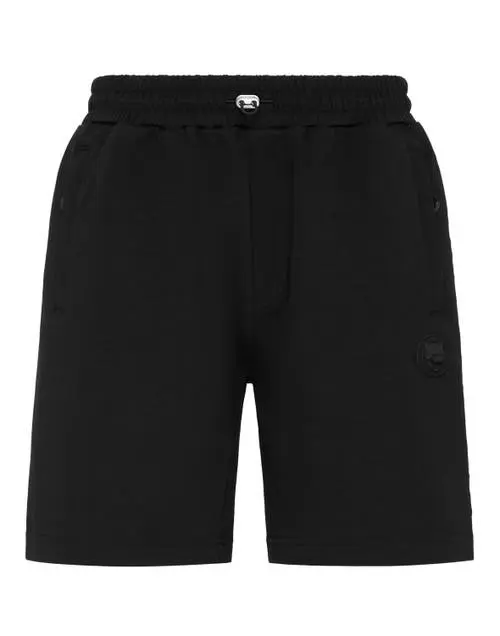 PLEIN SPORT Jogging Shorts With Embossed Lettering - Black