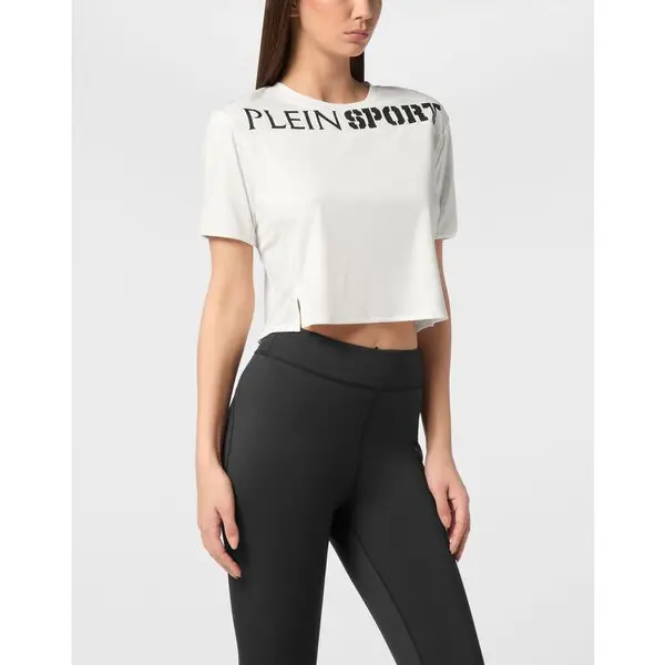 PLEIN SPORT Cropped T-shirt With Bold Logo - White