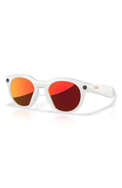 Oakley Gender Inclusive Meta Hstn 51mm Round Glasses - Warm Grey/prizm Ruby