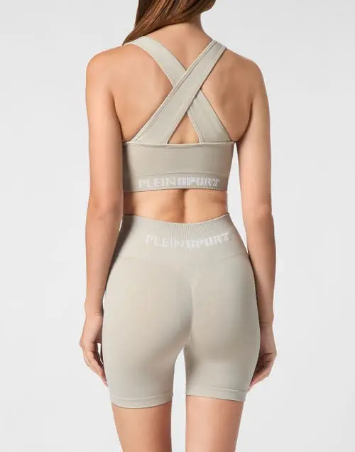 PLEIN SPORT Seamless Wide Straps Sport Bra Logo - Darkgrey