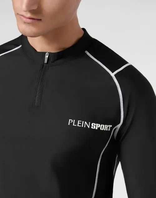 PLEIN SPORT Long Sleeve Dry-fit Quarter-zip T-shirt