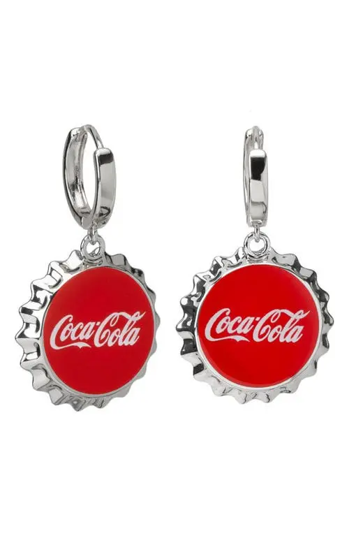 CUFFLINKS, INC. Coca Cola Cap Drop Hoop Earrings - Red