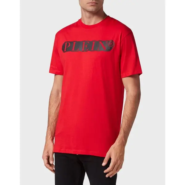 Philipp Plein T-shirt Round Neck Ss Spray Effect Print Tm - Red