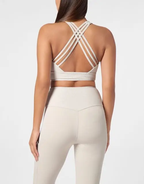 PLEIN SPORT Lycra® Triple Crisscross Strap Jogging Top - Grey