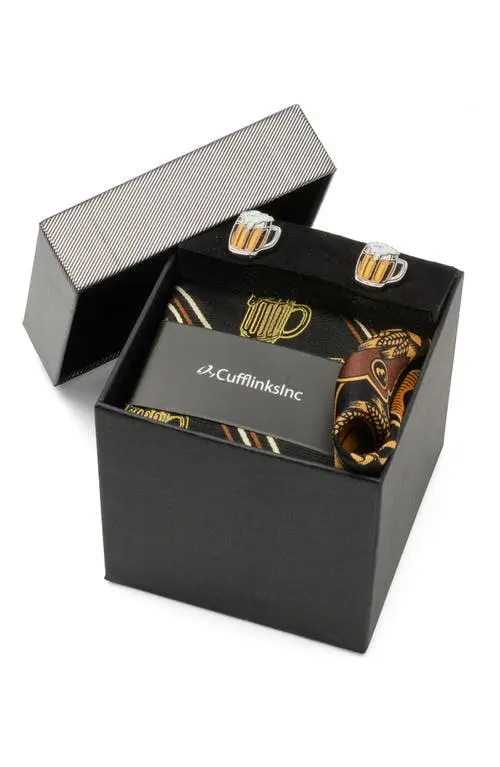 CUFFLINKS, INC. Beer Mug Themed Neck Tie, Pocket Square, And Set