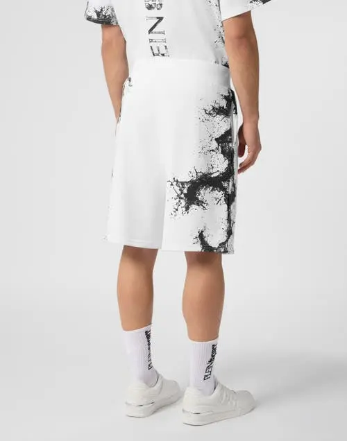 PLEIN SPORT Splash Print Relaxed Fit Shorts - White