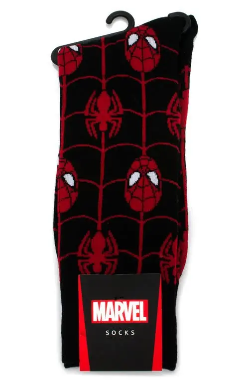 CUFFLINKS, INC. Spider-man Themed Crew Socks And Lapel Pin Set - Black