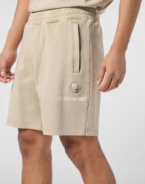 PLEIN SPORT Jogging Shorts With Cold Dye Effect - Beige