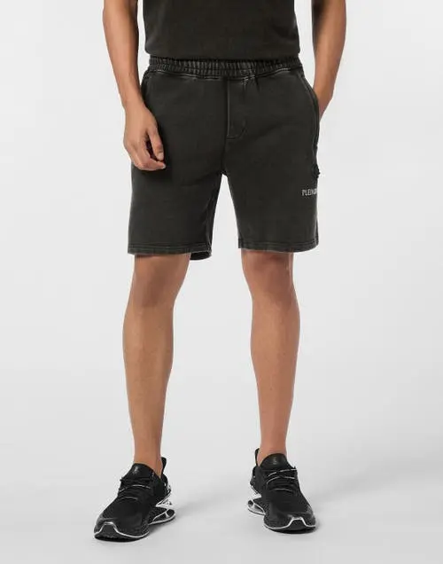 PLEIN SPORT Jogging Shorts With Cold Dye Effect - Black