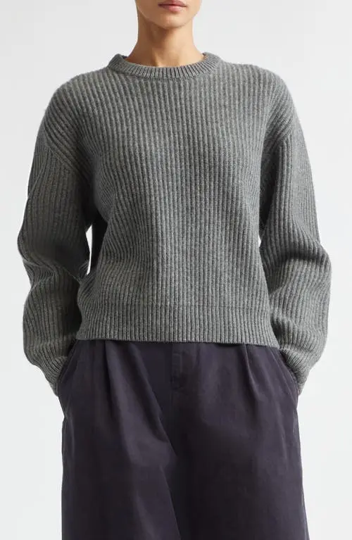 JIL SANDER Cropped Wool Ribbed Sweater - Koala