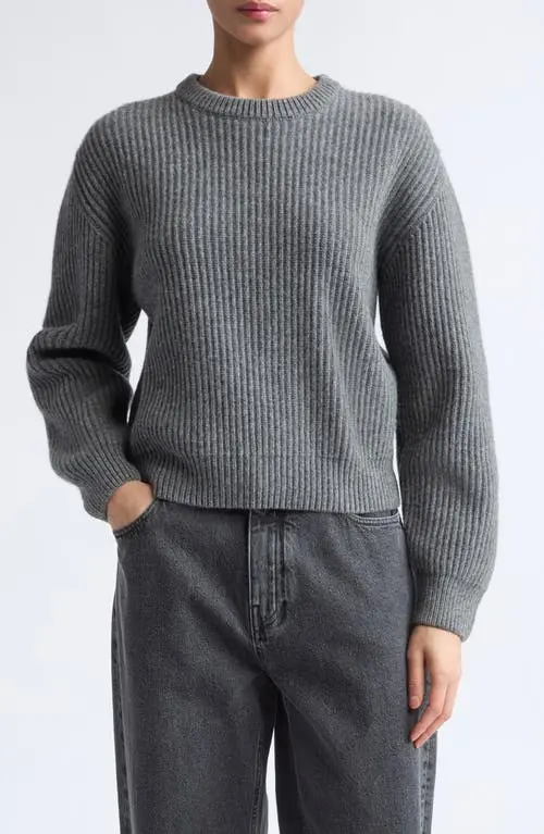 JIL SANDER Cropped Wool Ribbed Sweater - Koala