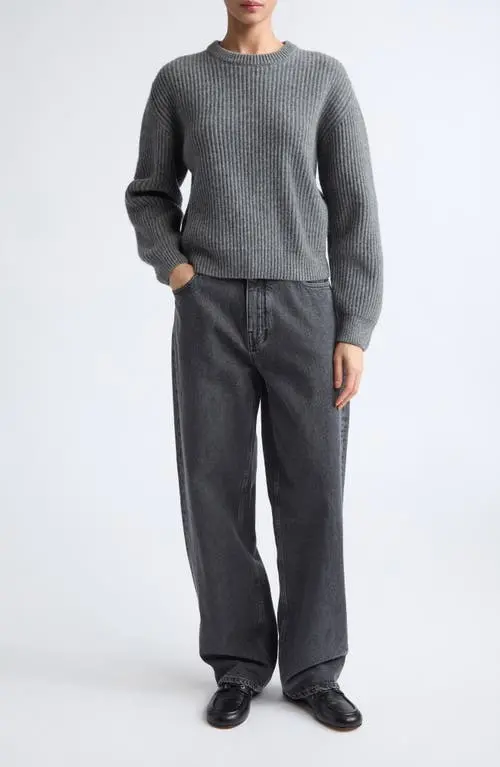 JIL SANDER Cropped Wool Ribbed Sweater - Koala