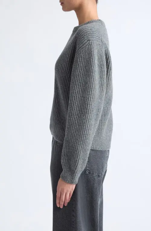 JIL SANDER Cropped Wool Ribbed Sweater - Koala