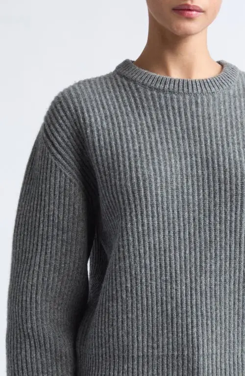 JIL SANDER Cropped Wool Ribbed Sweater - Koala