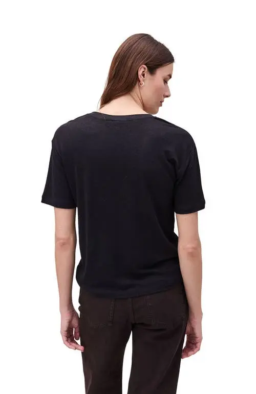 Richer Poorer The Linen Jersey V Neck Tee - Black