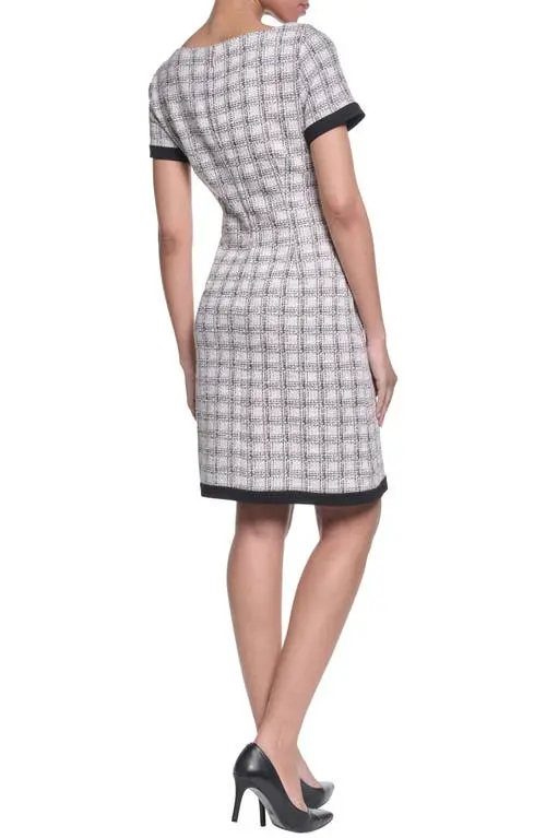 Karl Lagerfeld Windowpane Check Tweed Sheath Dress