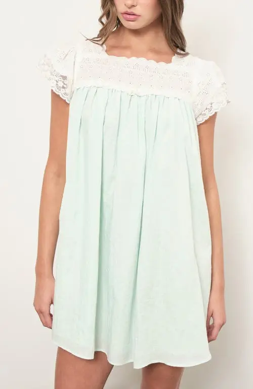 MAUDE CLUB Esme Babydoll Dress With Lace Detailing