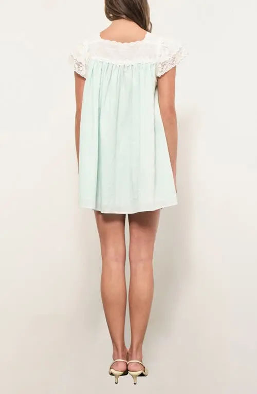 MAUDE CLUB Esme Babydoll Dress With Lace Detailing