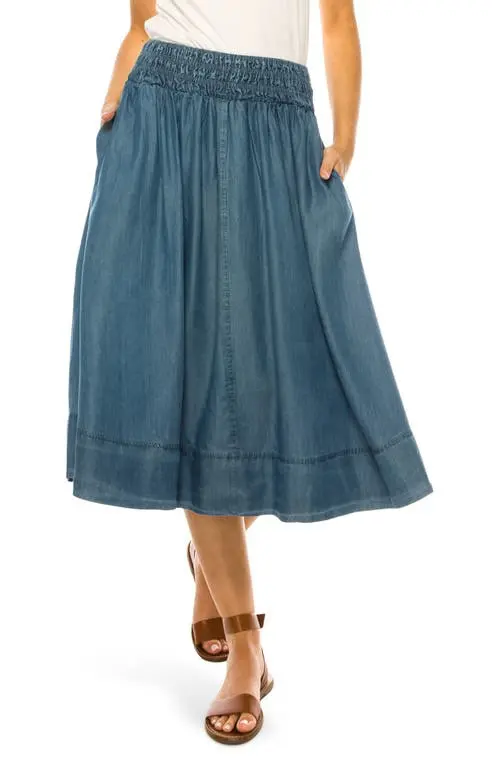 A COLLECTIVE STORY Smocked Waist Midi Skirt - Medium Indigo