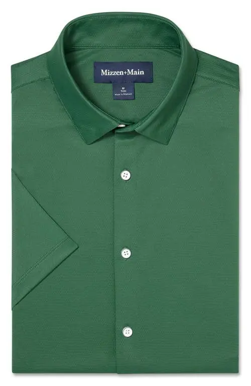 Mizzen+main Halyard Trim Fit Solid Short Sleeve Performance Button-up Shirt