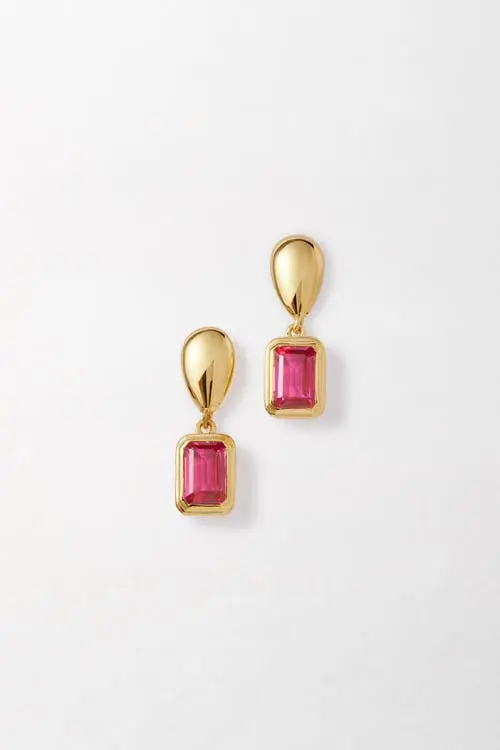 EDGE OF EMBER Pebble Birthstone Drop Earrings - Ruby (july)