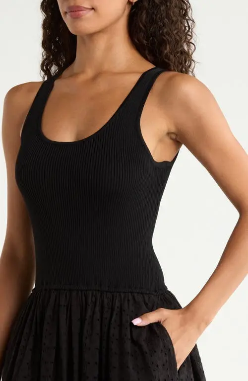 Elan Mixed Media Eyelet Maxi Cover-up Dress