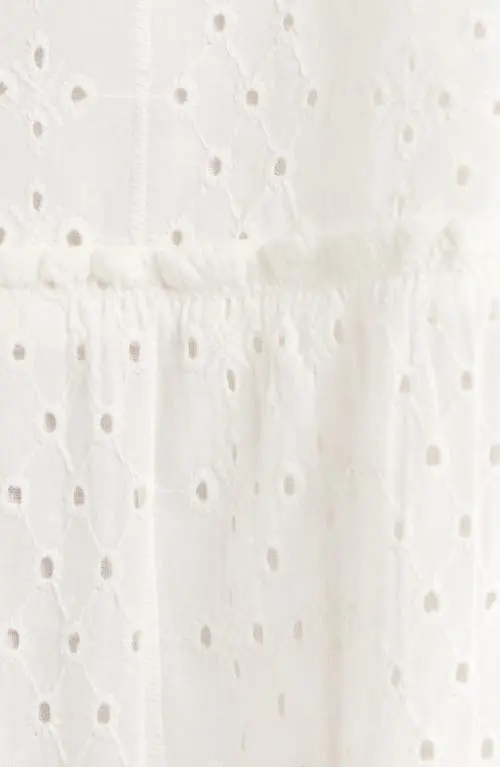 Elan Eyelet Tiered Sleeveless Cover-up Minidress - White