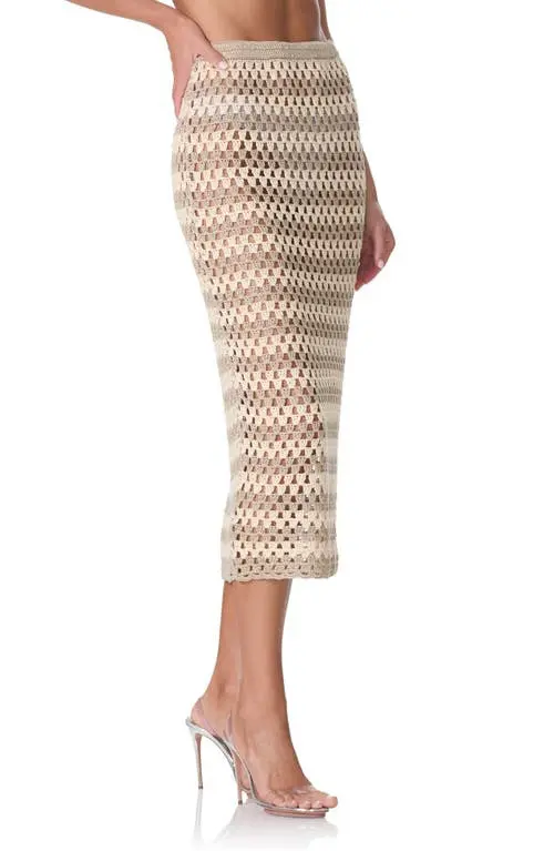 AFRM Natalia Stripe Crochet Maxi Skirt