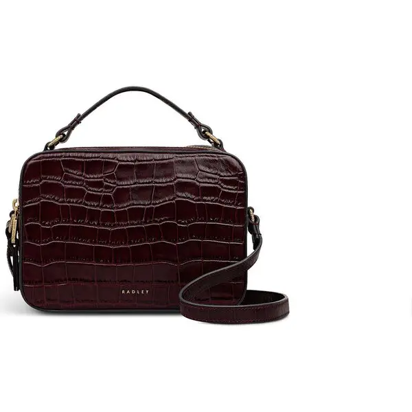RADLEY Hadley Lane Faux Croc Ziptop Crossbody Bag - Dark Cherry