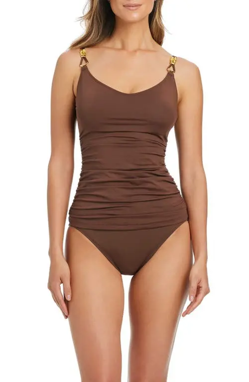 BLEU BY ROD BEATTIE Shirred Tankini Top - Rockpool