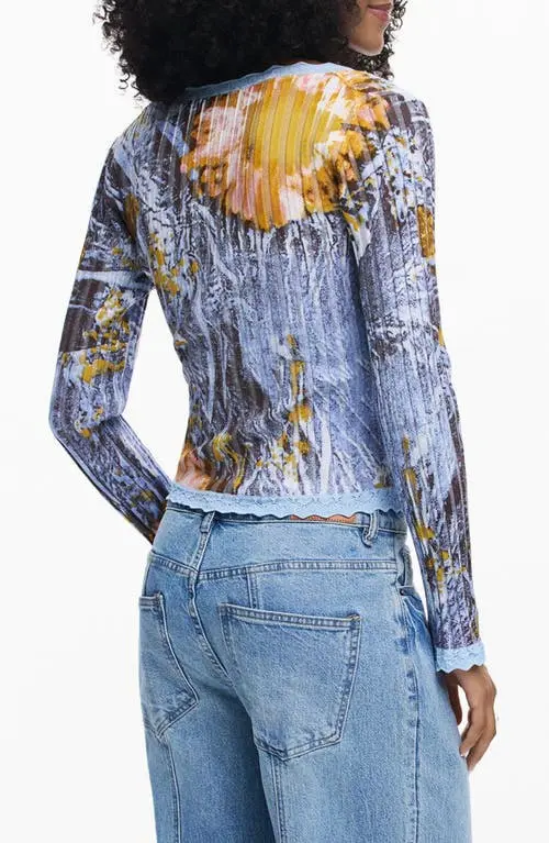 Desigual Abstract Print Rib Knit Top