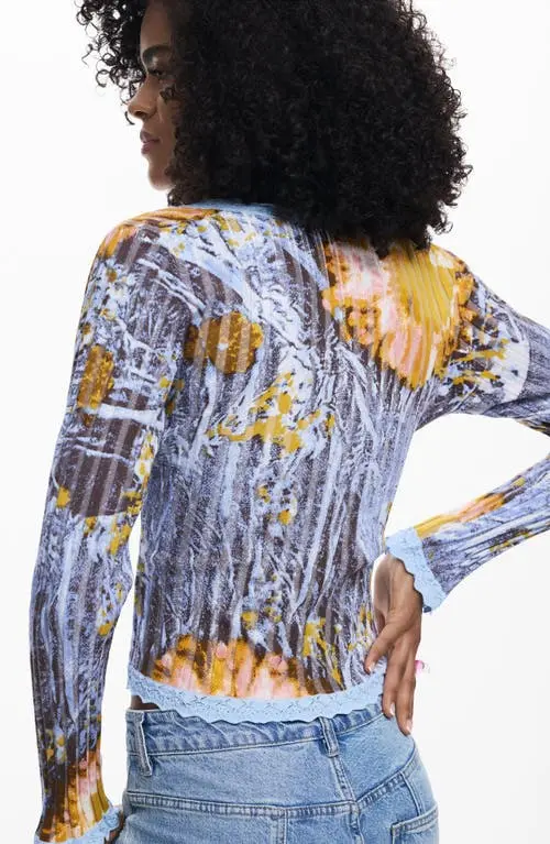 Desigual Abstract Print Rib Knit Top