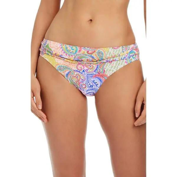 BLEU BY ROD BEATTIE Belted Hipster Bikini Bottoms With Embellished Detail - Pink Multi