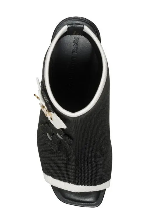 Karl Lagerfeld Paris Dacey Knit Floral Embellished High Heel Sandals