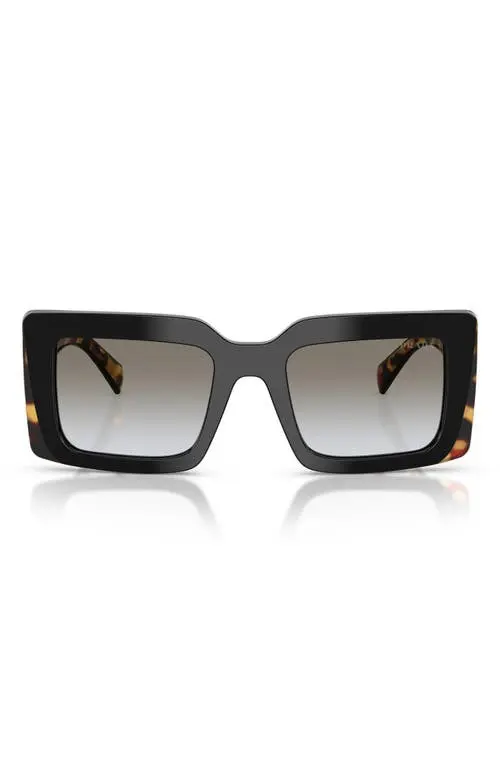 Prada 52mm Rectangular Sunglasses - Black/tortoise/grey