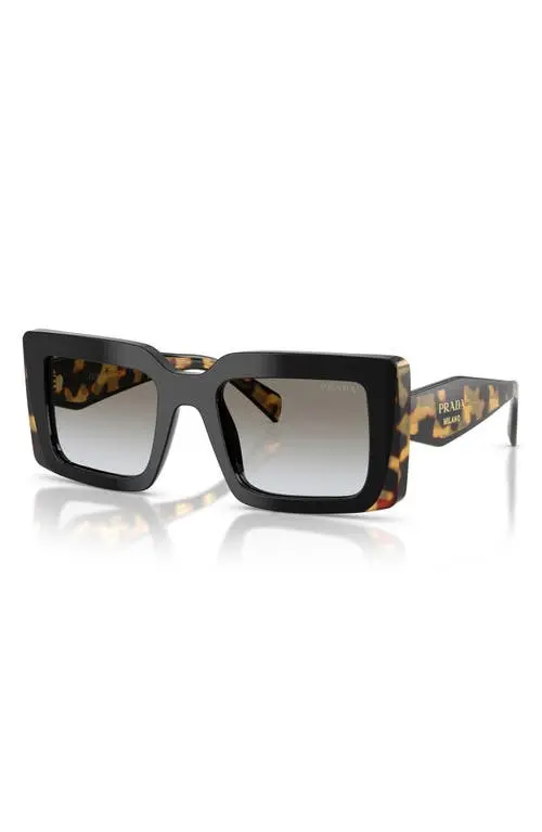 Prada 52mm Rectangular Sunglasses - Black/tortoise/grey