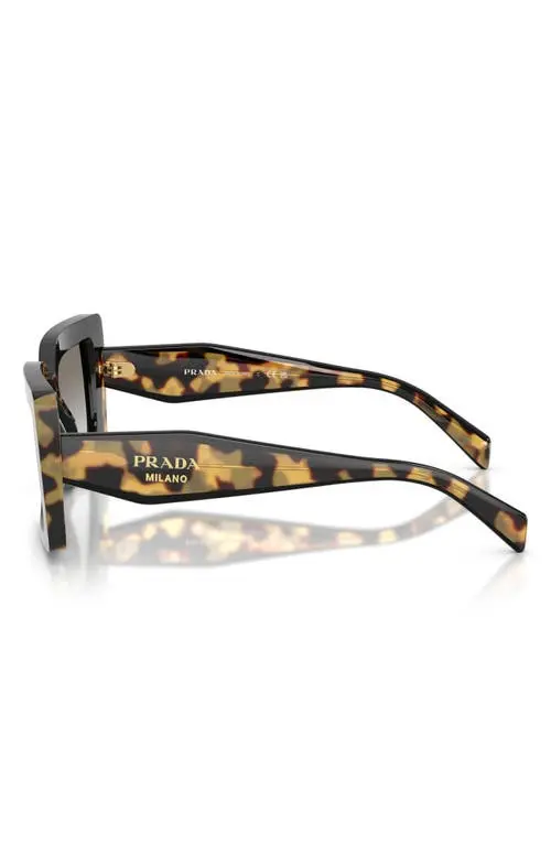 Prada 52mm Rectangular Sunglasses - Black/tortoise/grey