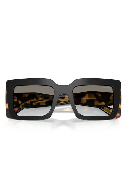 Prada 52mm Rectangular Sunglasses - Black/tortoise/grey