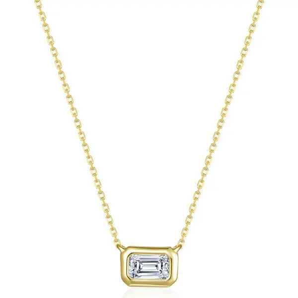 Lafonn Emerald Cut Simulated Diamond Pendant Necklace - Gold