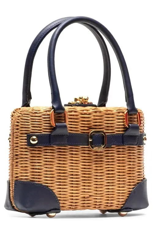 FRANCES VALENTINE Lady Basket Wicker Handheld Bag - Navy