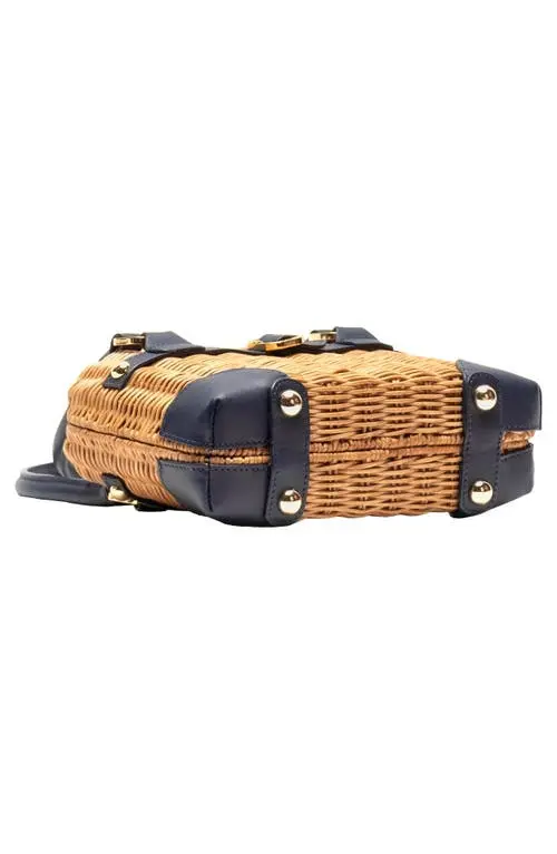 FRANCES VALENTINE Lady Basket Wicker Handheld Bag - Navy