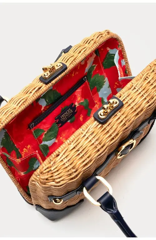FRANCES VALENTINE Woven Handheld Bag - Navy