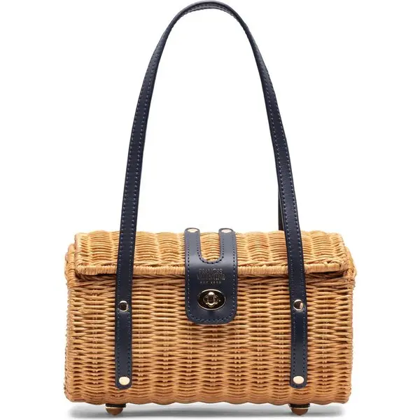 FRANCES VALENTINE Dottie Wicker Basket Bag - Navy