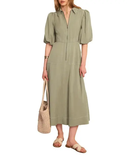 Mint Velvet Utility Zip Midi Shirt Dress - Khaki