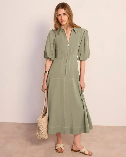 Mint Velvet Utility Zip Midi Shirt Dress