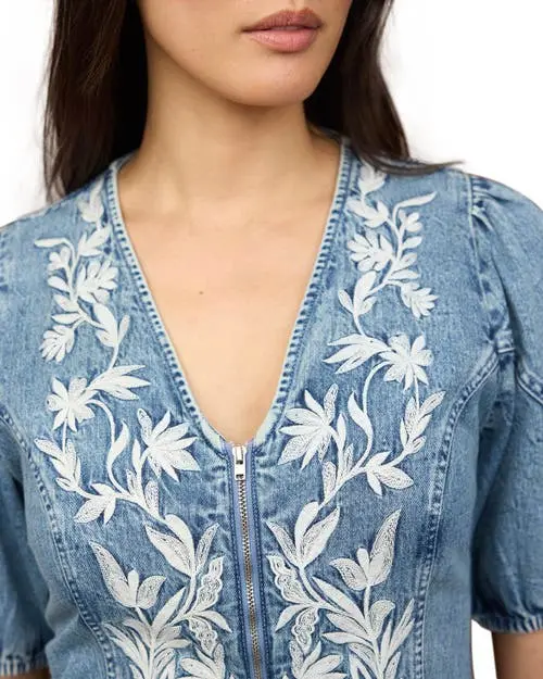 Mint Velvet Embroidered Denim Mini Dress