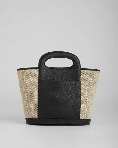 POM POM LONDON Berwick Canvas & Leather Tote Bag