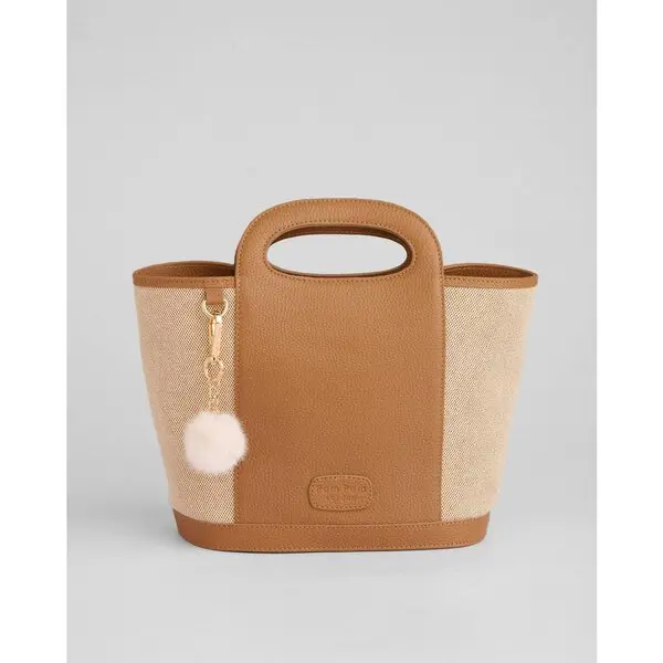 POM POM LONDON Berwick Canvas & Leather Bag - Maple