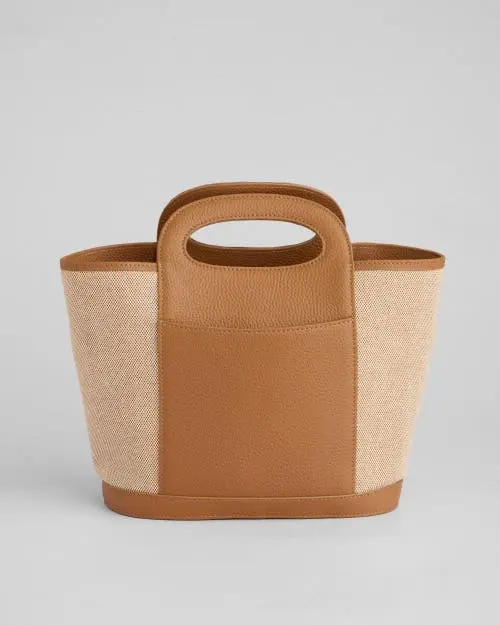POM POM LONDON Berwick Canvas & Leather Bag - Maple