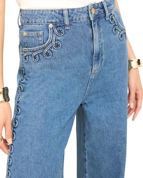 Mint Velvet Swirl Detail Wide Leg Jeans